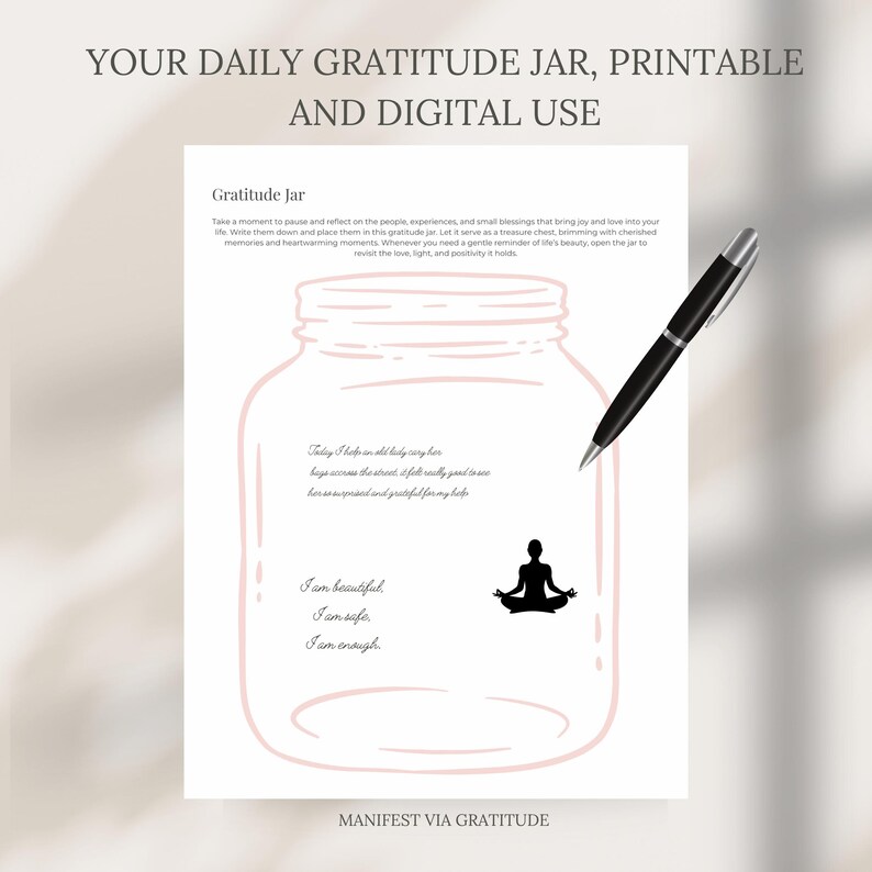 Gratitude Jar Printable Template | Daily Positivity Notes PDF ...