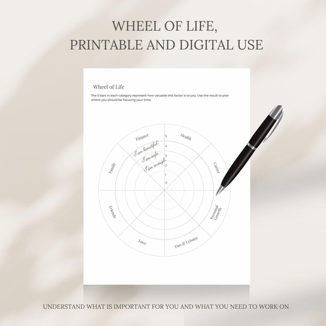Printable Wheel of Life Template | Life Balance Assessment PDF | Goal ...