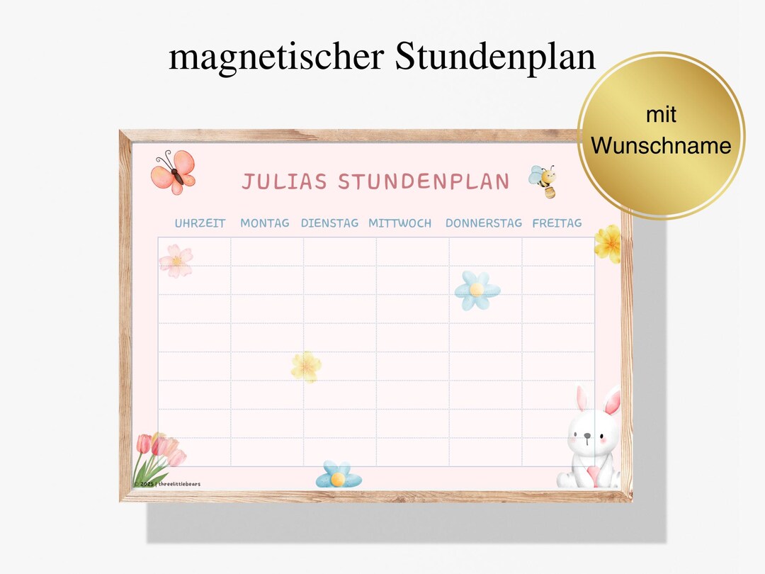 Magnetic Timetable for Children, Personalized, DIN A4, Gift for the ...