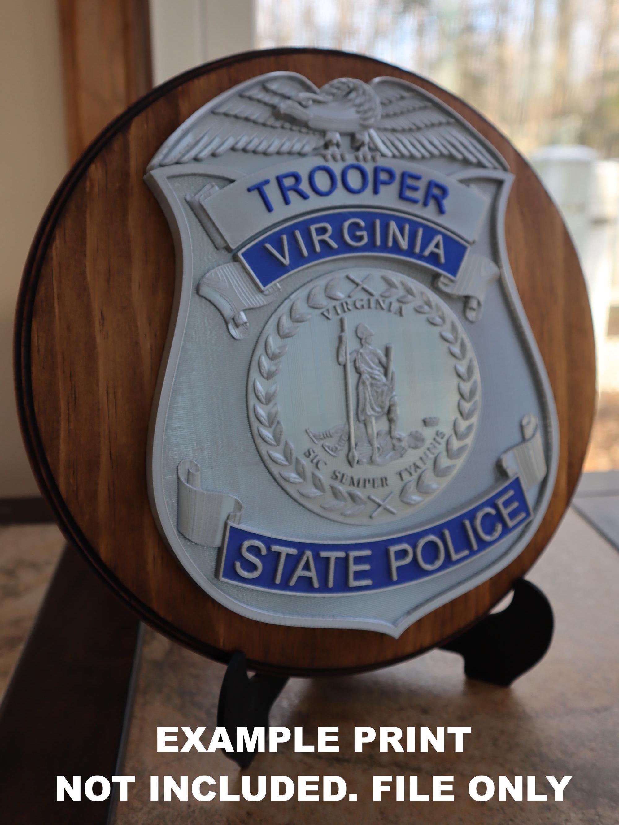 3d STL File for Cnc/3d Printing - Virginia State Police (VSP) Badge ...