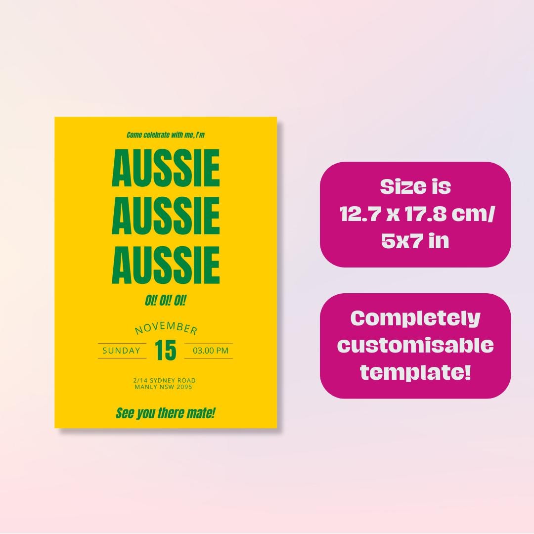 Australian Citizenship Invitation Template: Aussie Celebration Card ...