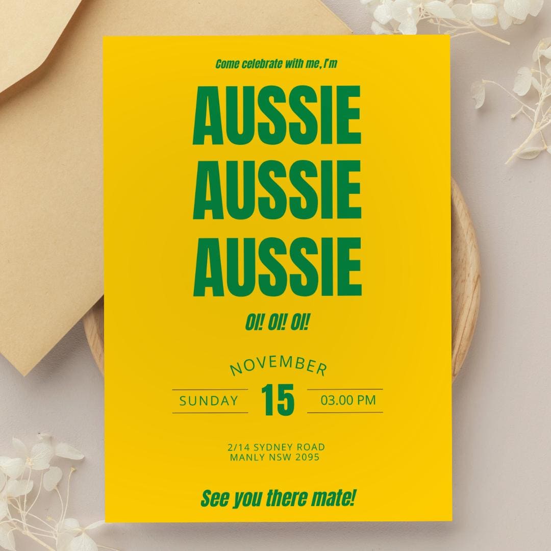Australian Citizenship Invitation Template: Aussie Celebration Card ...