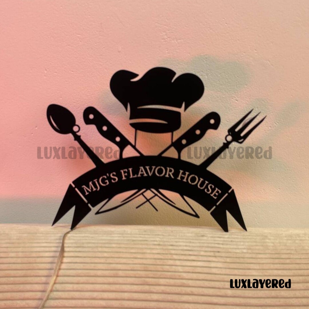 Personalized Chef Kitchen Metal Sign, Chef Restaurant Led Light, Chef ...