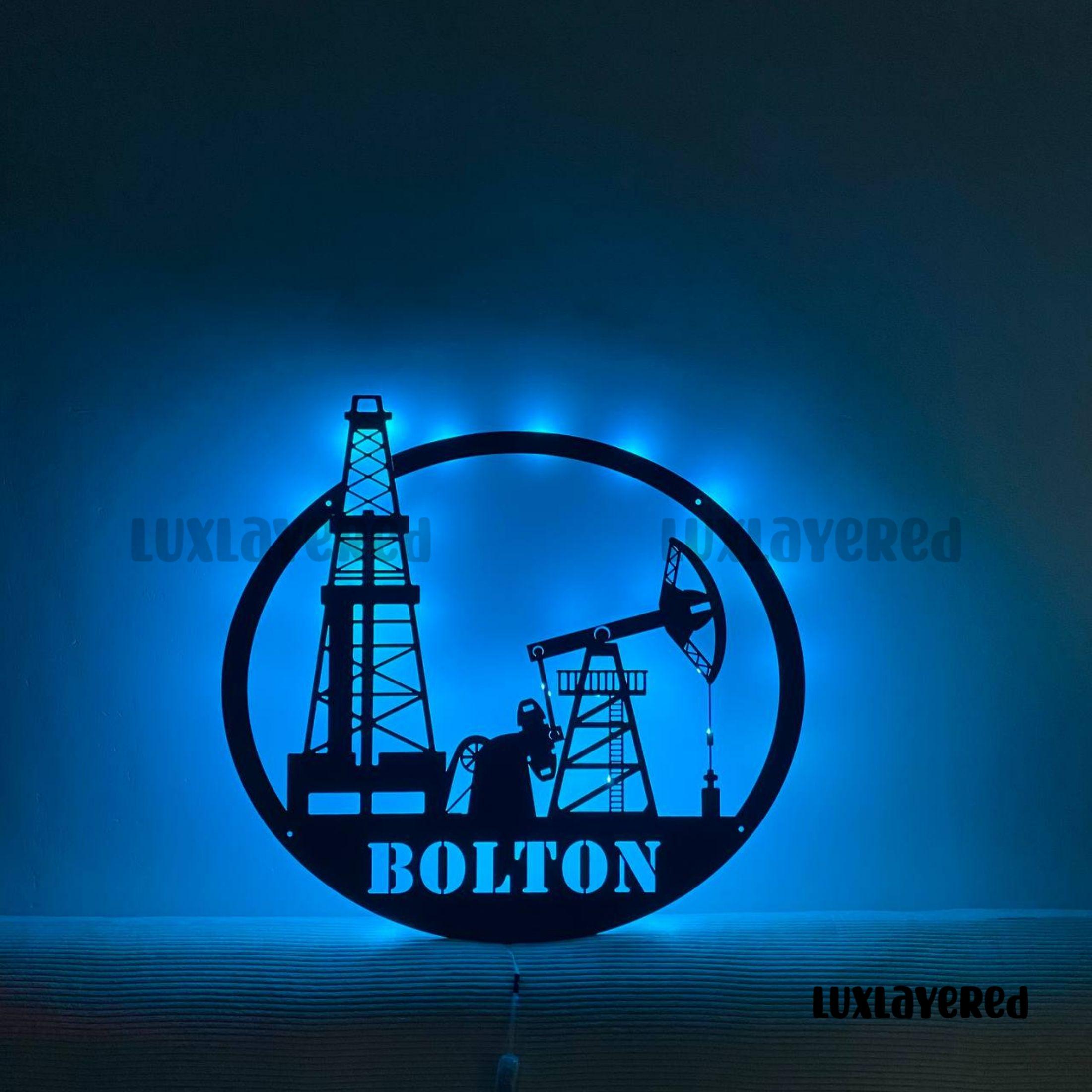 Personalized Oil Field Metal Sign, Oilfield Led Light, Oil Exploration ...