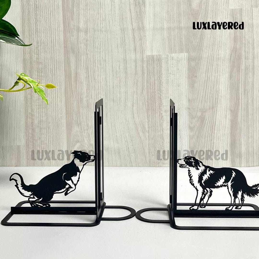 Personalized Border Collie Bookends: Metal Dog Book Lover Gift - Etsy