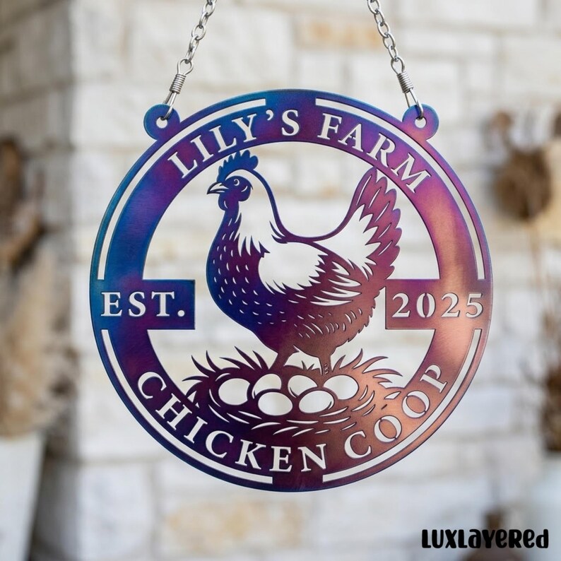 Custom Chicken Coop Metal Sign, Personalized Farmhouse Hanging Decor ...