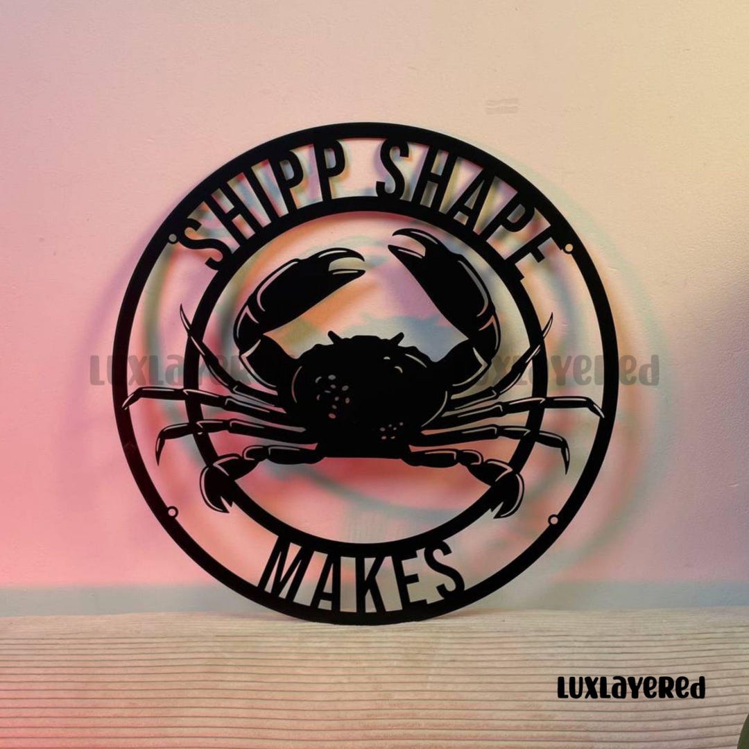 Personalized Crab Metal Sign, Crab Led Light, Crab Metal Light Wall Art ...