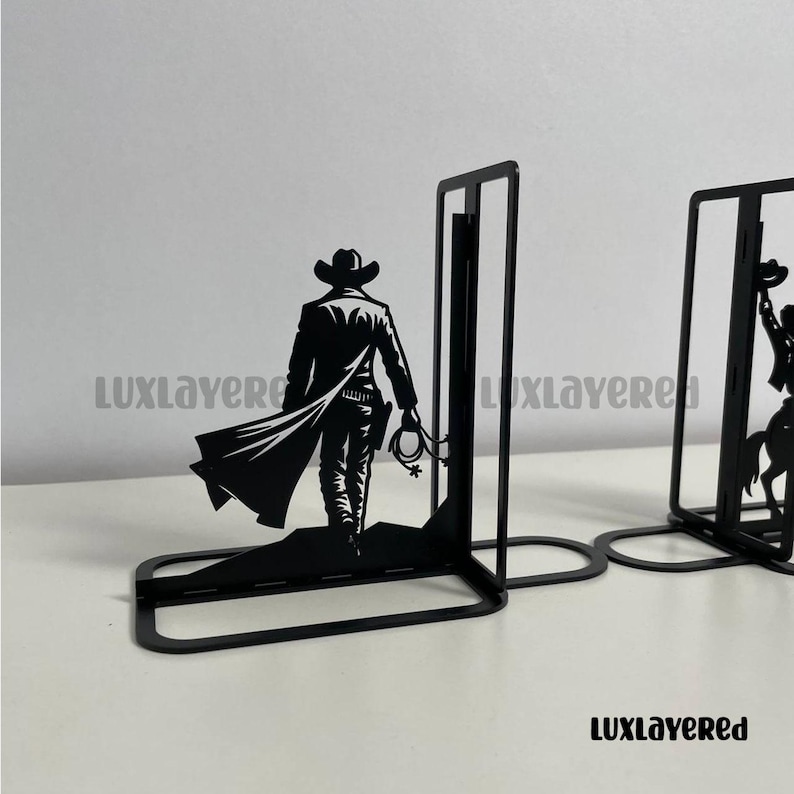 Personalized Cowboy Bookends: Metal Bookshelf Decor, Custom Name - Etsy UK