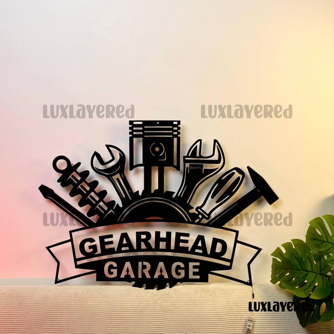 Personalized Grandpa Garage Metal Sign, Garage Mechanic Led Light ...