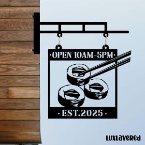 Custom Sushi Restaurant Hanging Metal Sign, Japanese Food Storefront ...