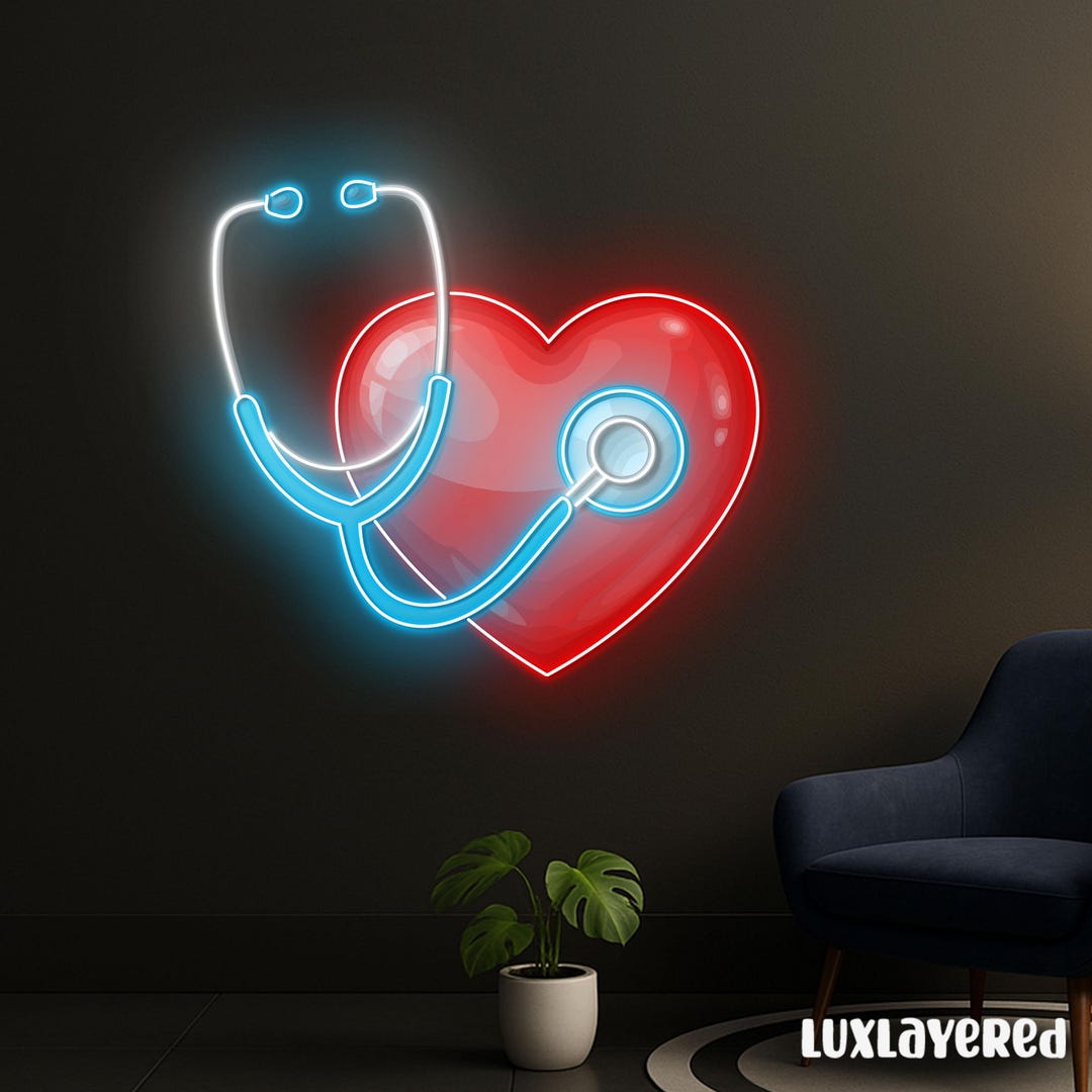 Stethoscope Neon Sign: Medical Neon Sign, Clinic Office Decor, Handmade ...