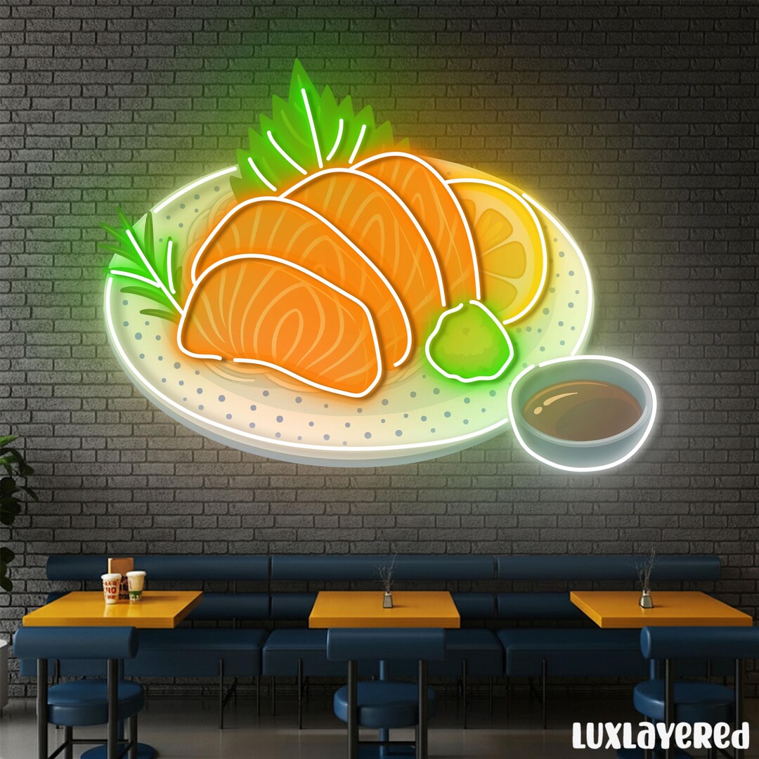 Salmon Sushi LED Neon Sign: Japanese Restaurant Decor - Etsy UK
