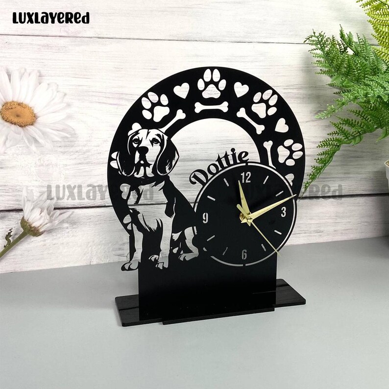 Personalized Beagle Dog Metal Clock: Modern Tabletop Decor - Etsy