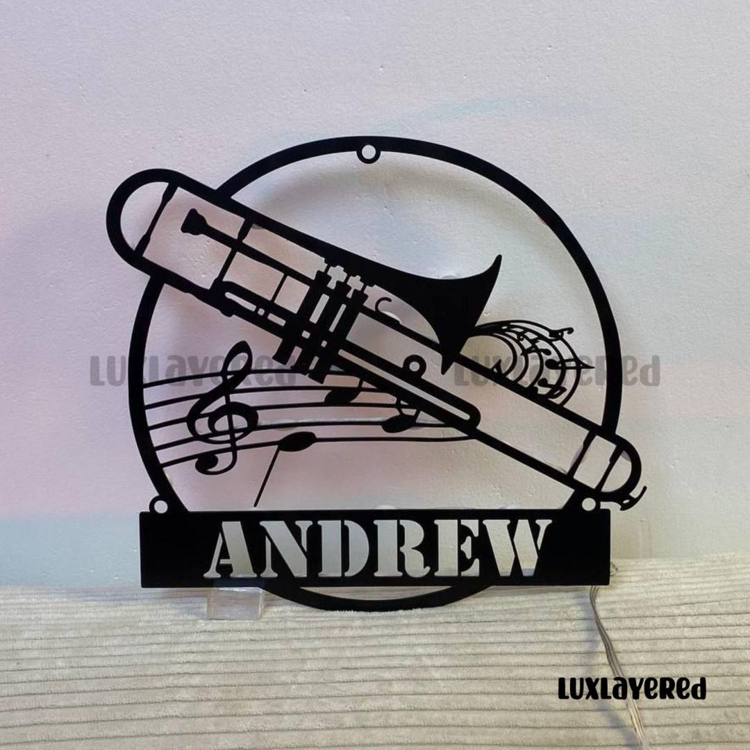 Personalized Trombone Metal Sign, Trombone Led Light, Musical ...