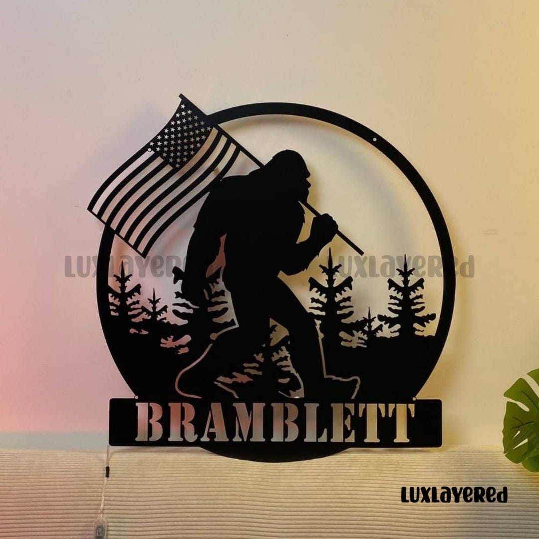 Personalized Bigfoot Metal Sign, Bigfoot Led Light, Metal Light Wall ...