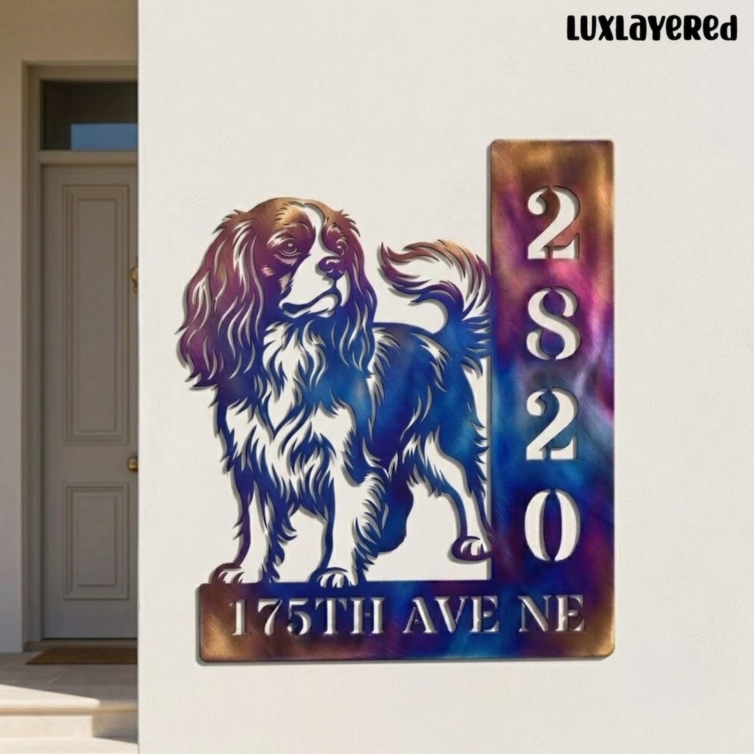 Personalized Cavalier King Charles Metal House Number Sign, Custom Dog ...