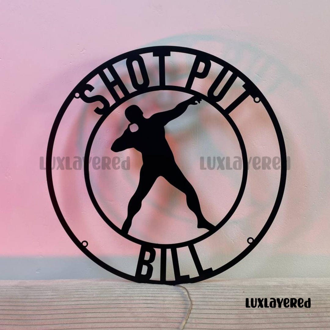 Personalized Shot Put Athlete Metal Sign, Shot Put Player Led Light ...