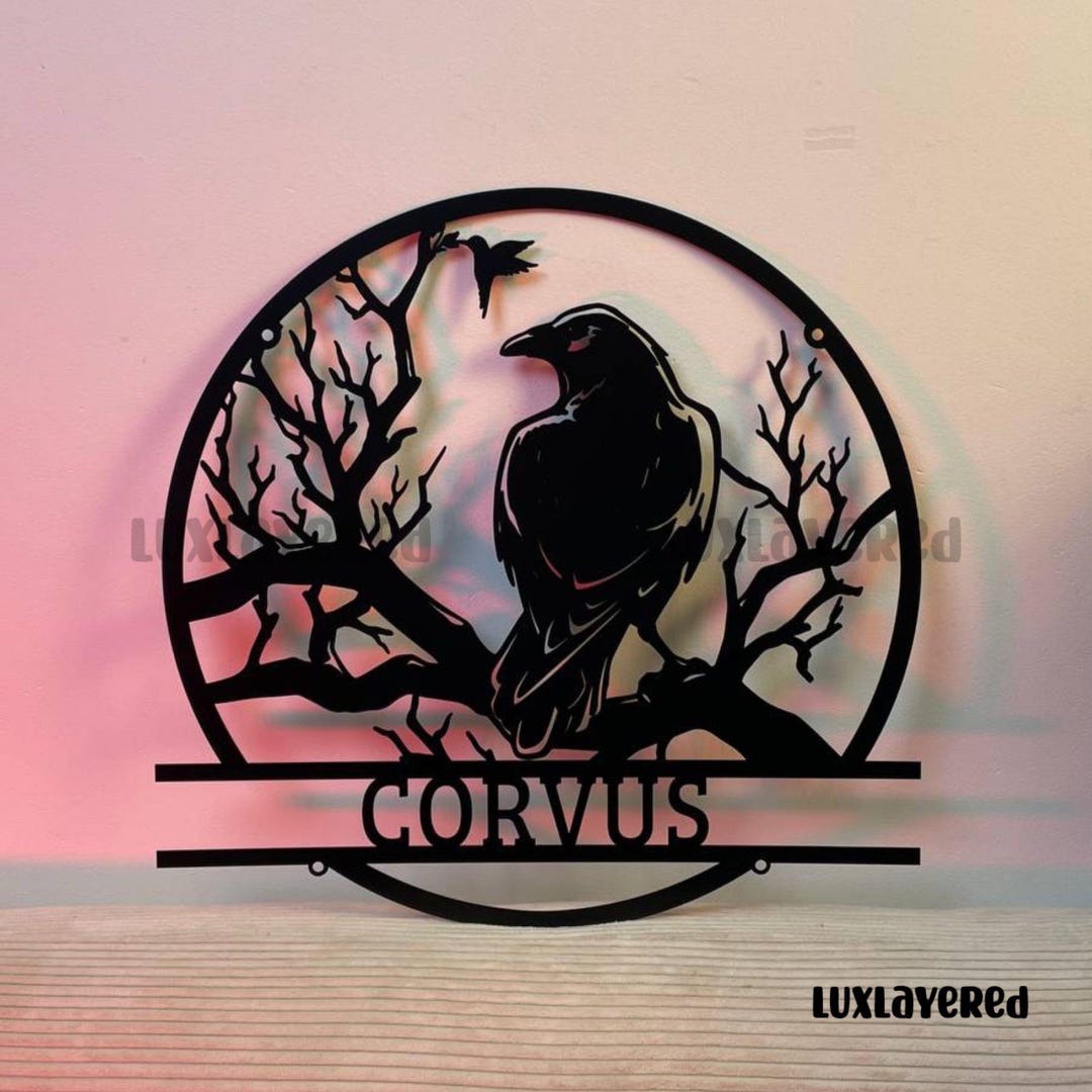 Personalized Raven Metal Sign, Raven Led Light, Raven Name Metal Light ...