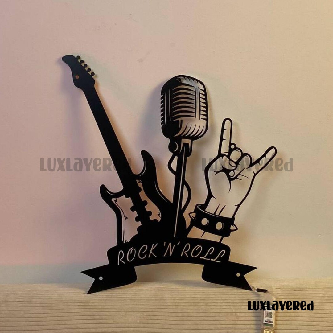 Personalized Rock & Roll Metal Sign, Guitar Led Light, Musical ...