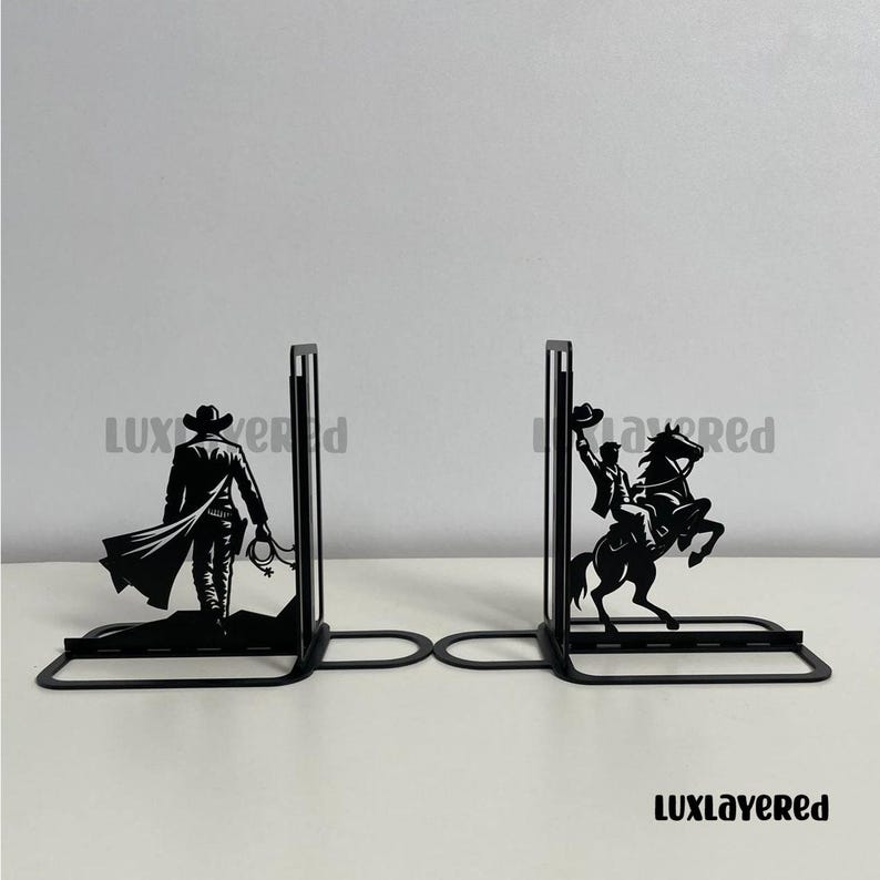 Personalized Cowboy Bookends: Metal Bookshelf Decor, Custom Name - Etsy UK