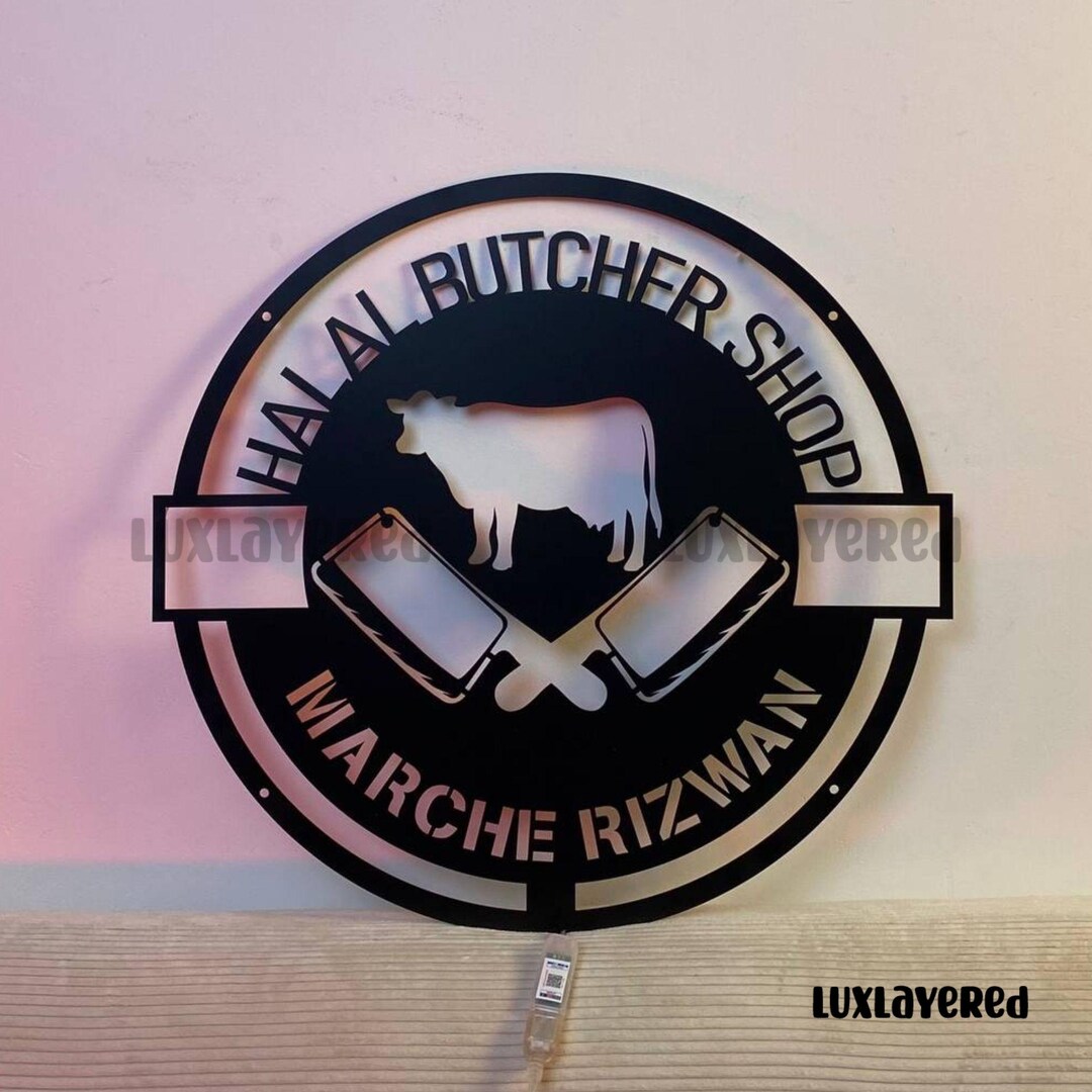 Personalized Butcher Shop Metal Sign, Cow Meat Led Light, Cow Butcher ...