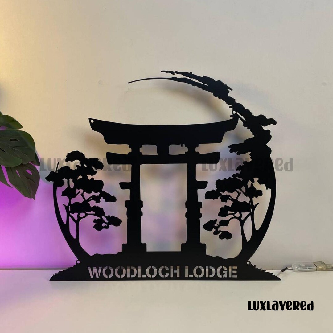 Personalized Torii Gate Metal Sign, Shrine Led Light, Japanese ...