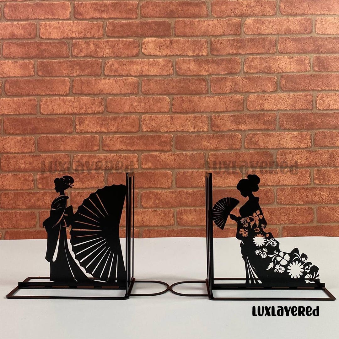 Japanese Bookends, Custom Japanese Geisha Metal Book Ends, Japanese ...
