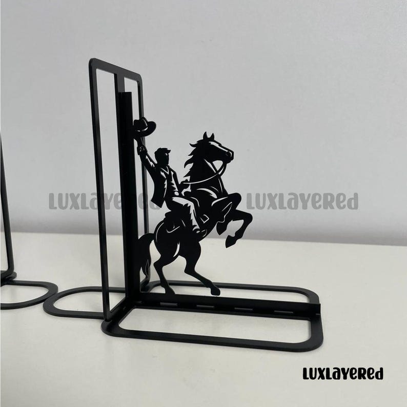 Personalized Cowboy Bookends: Metal Bookshelf Decor, Custom Name - Etsy UK