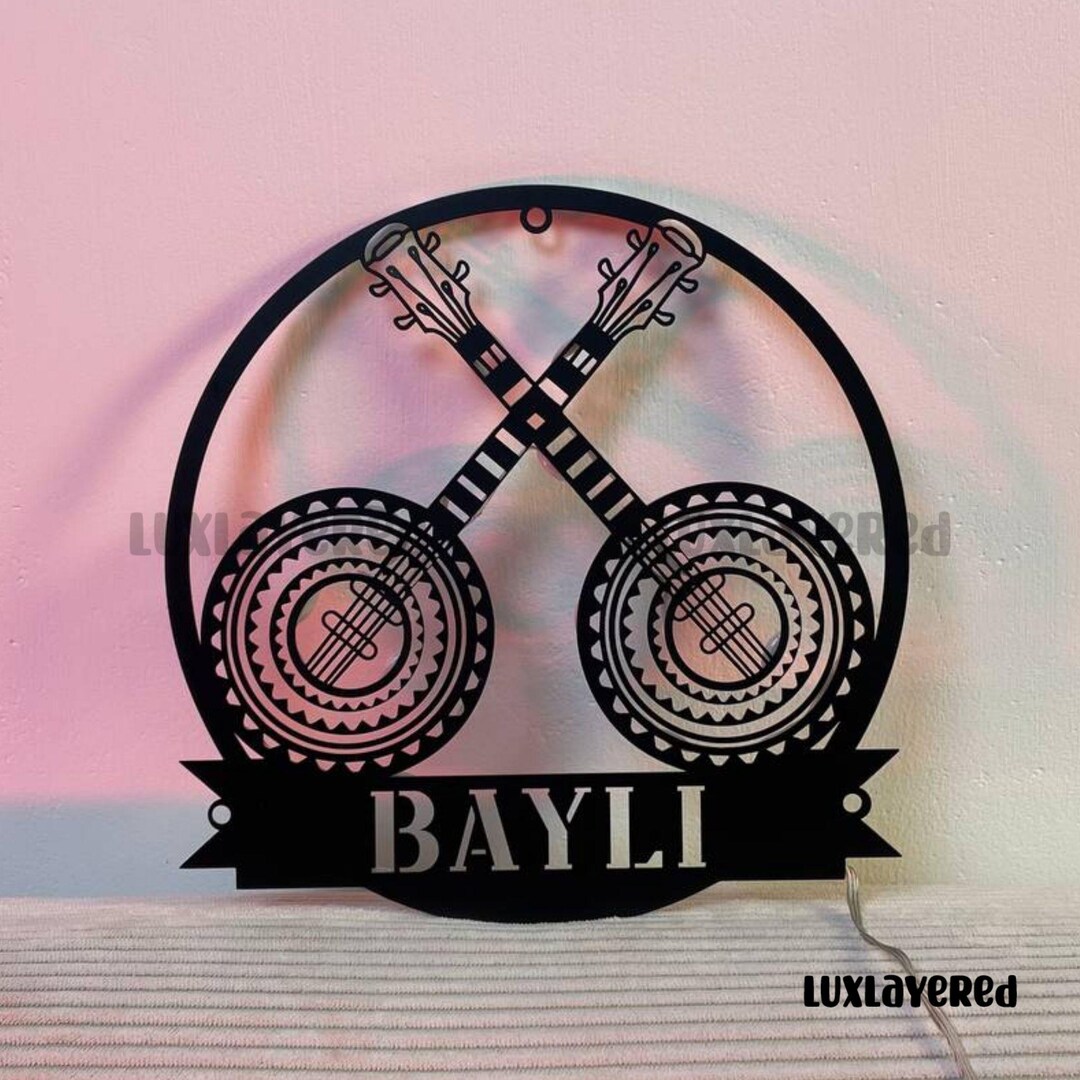 Personalized Banjo Metal Sign, Banjo Led Light, Musical Instrument ...
