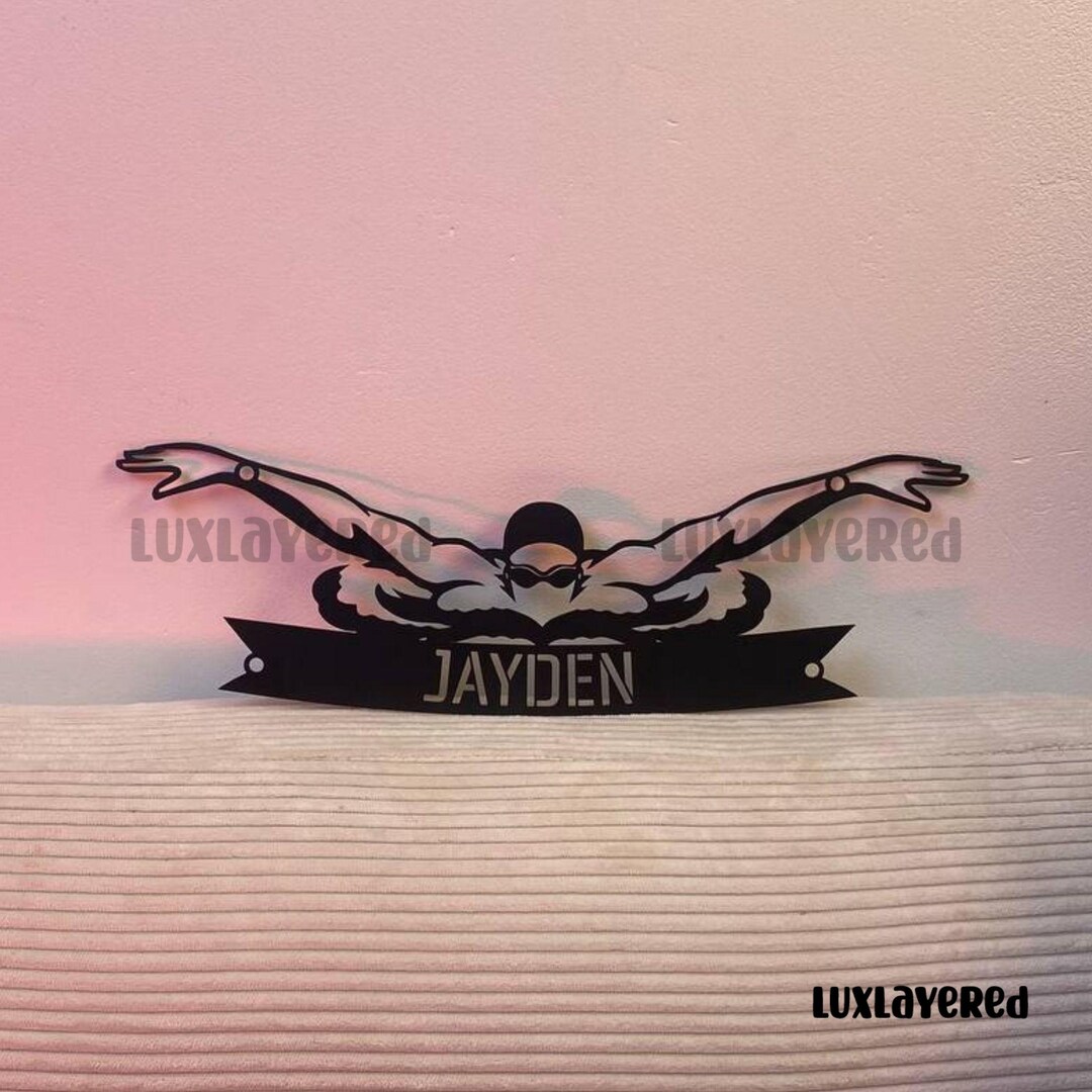 Personalized Swimming Metal Sign, Swimmer Led Light, Swimming Led Sign ...