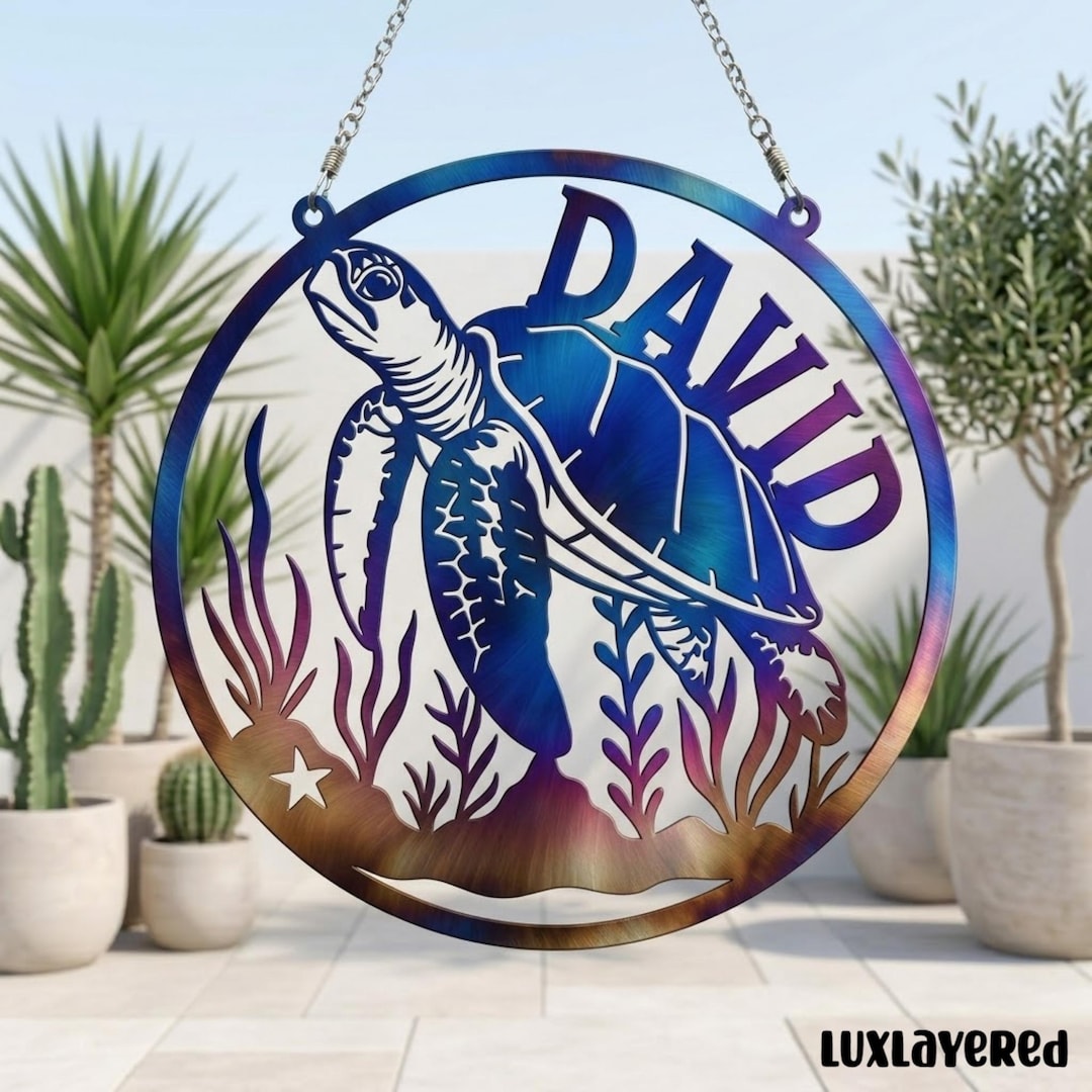 Custom Sea Turtle Metal Sign, Personalized Ocean Life Wall Hanging ...