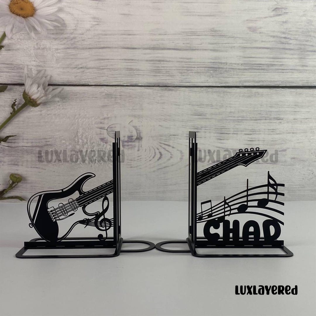 Music Decor Bookends, Custom Metal Book Ends, Music Studio Desk Decor ...