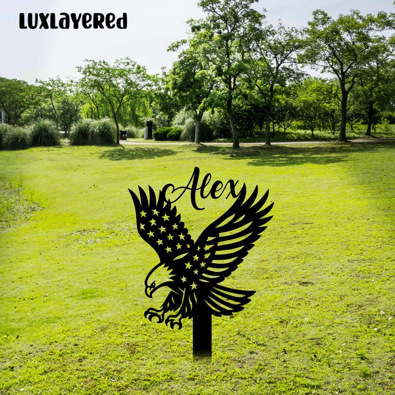Personalized Eagle Garden Stake: Laser-cut Stainless Steel Memorial ...