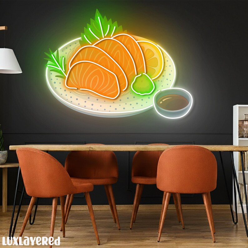 Salmon Sushi LED Neon Sign: Japanese Restaurant Decor - Etsy UK