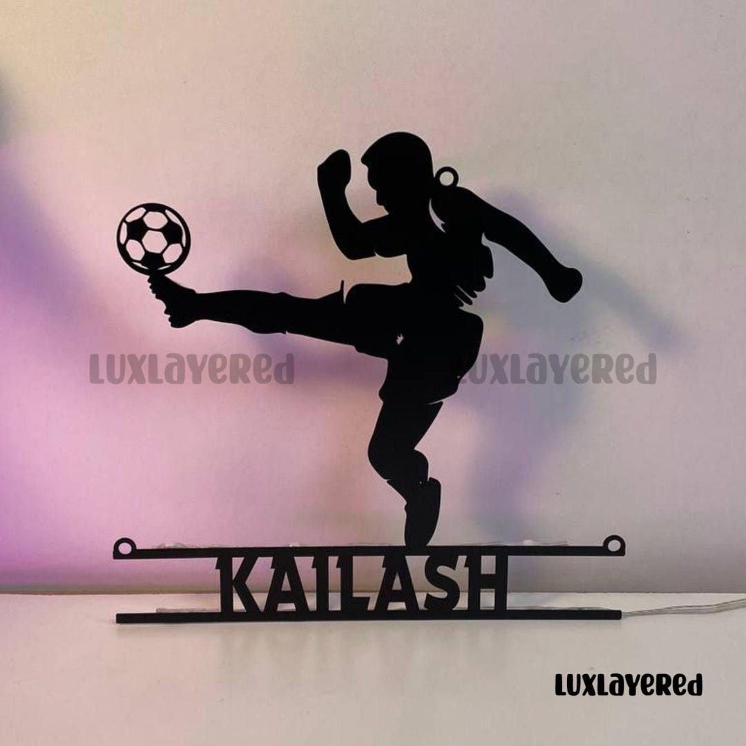Personalized Soccer Metal Sign, Soccer Player Led Light, Soccer Ball ...