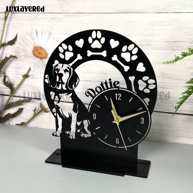 Personalized Beagle Dog Metal Clock: Modern Tabletop Decor - Etsy
