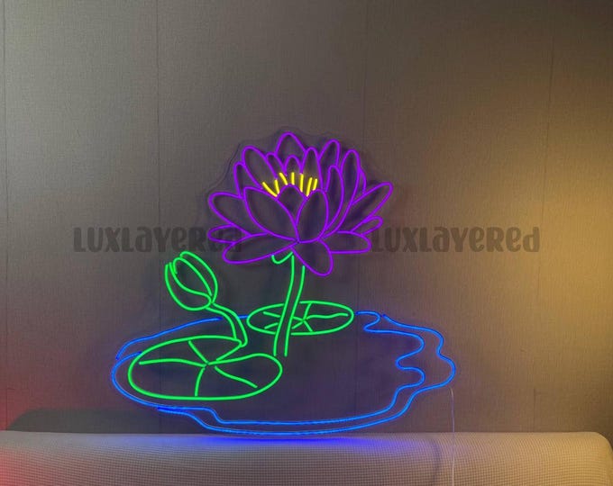 Lotus Flower Neon Sign, Lotus Flower LED Light, Garden Wall Decor ...