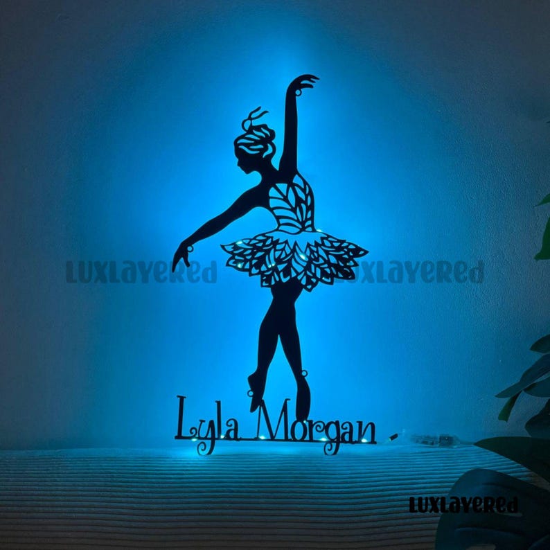Letrero metálico personalizado de bailarina: Arte de pared con luz LED ...
