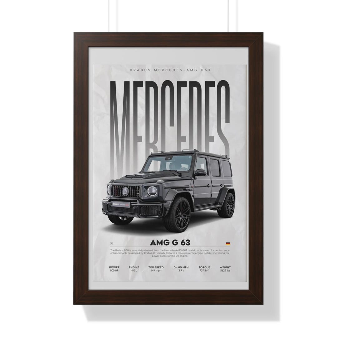Mercedes AMG G63 Framed Vertical Poster, Car Enthusiast Gift, Man Cave ...