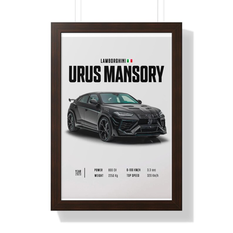 Luxury Framed Urus Mansory Vertical Poster, High-end Car Wall Art ...