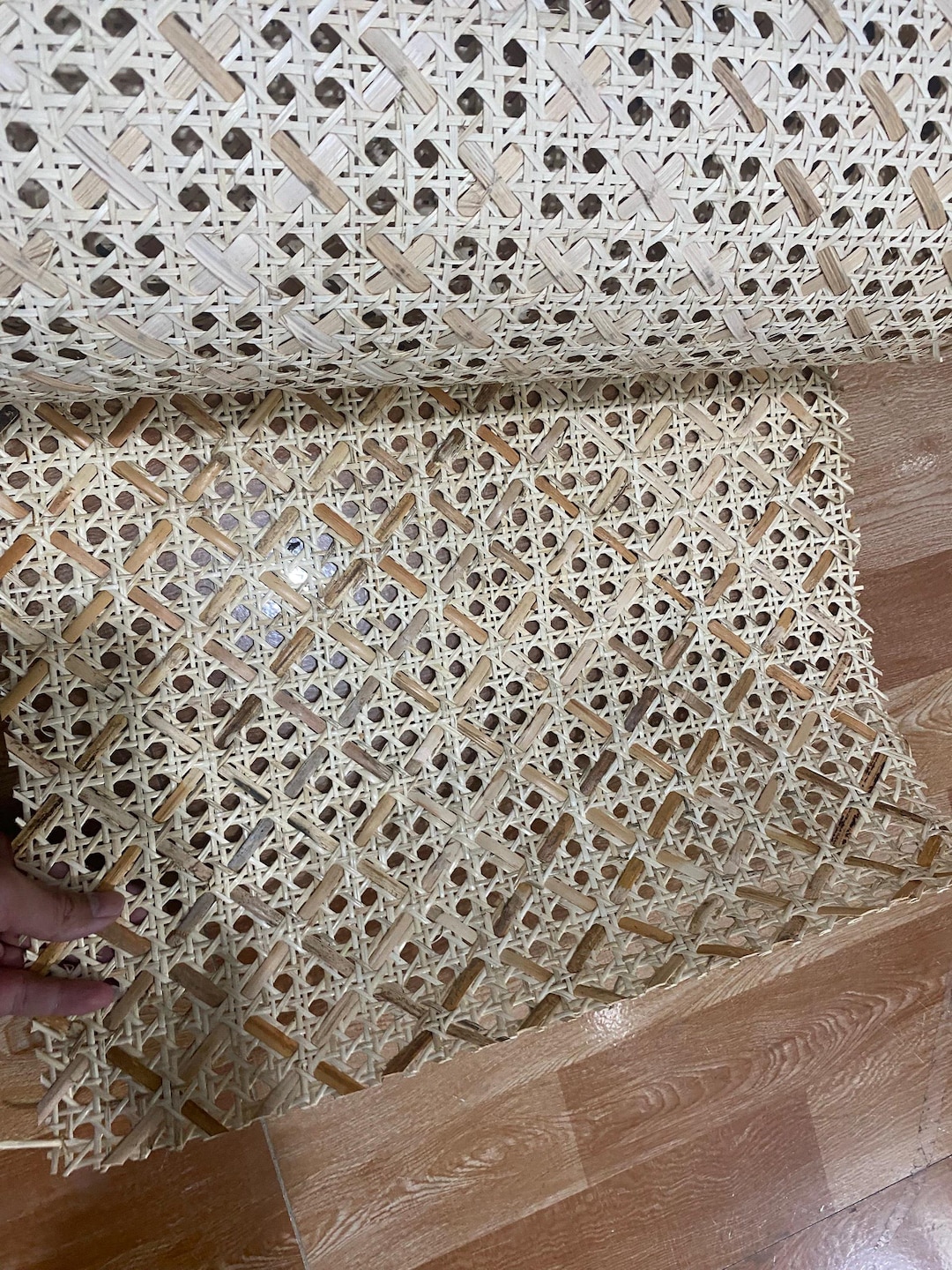 18" Wide Natural Rattan Cane, Mix Cream and Dark Color, Handmade Rattan ...