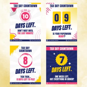 11 Tax Day Countdown Canva Templates | Tax Prep Flyer | Tax Season 2025 ...