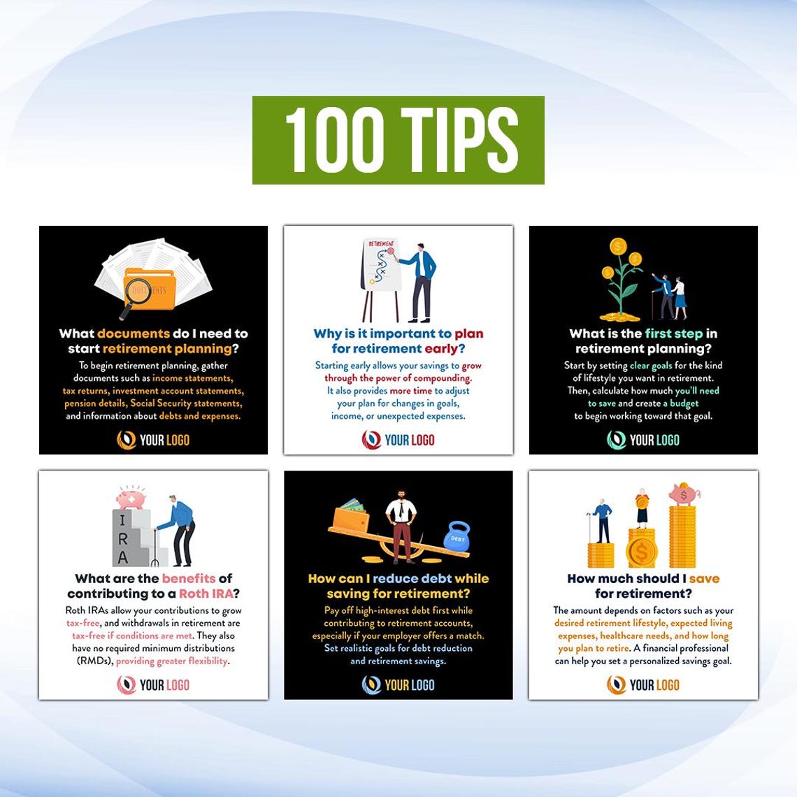 200 Retirement Planning Posts for Social Media With Your Logo and Brand ...