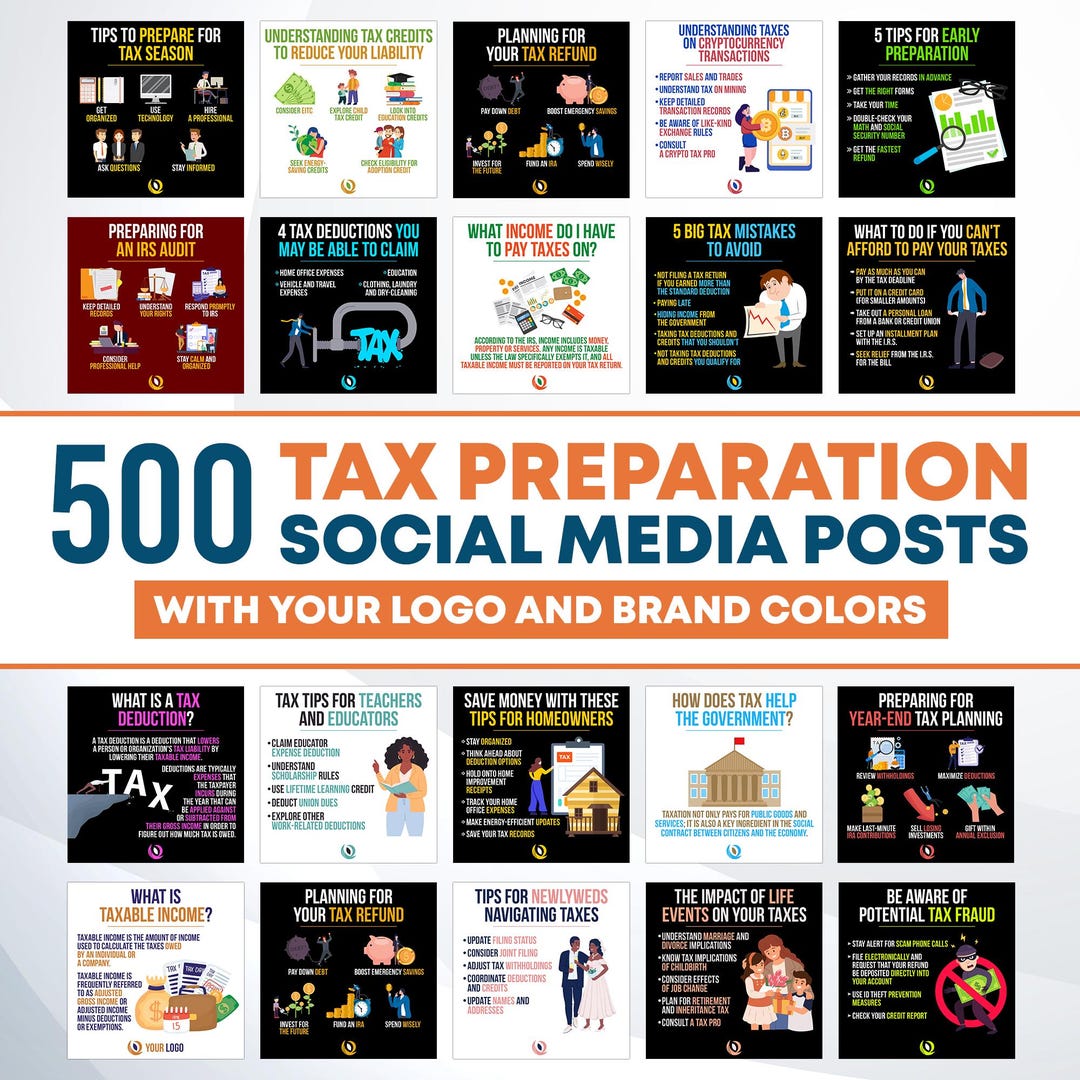 500 Tax Preparation Posts for Social Media - Etsy