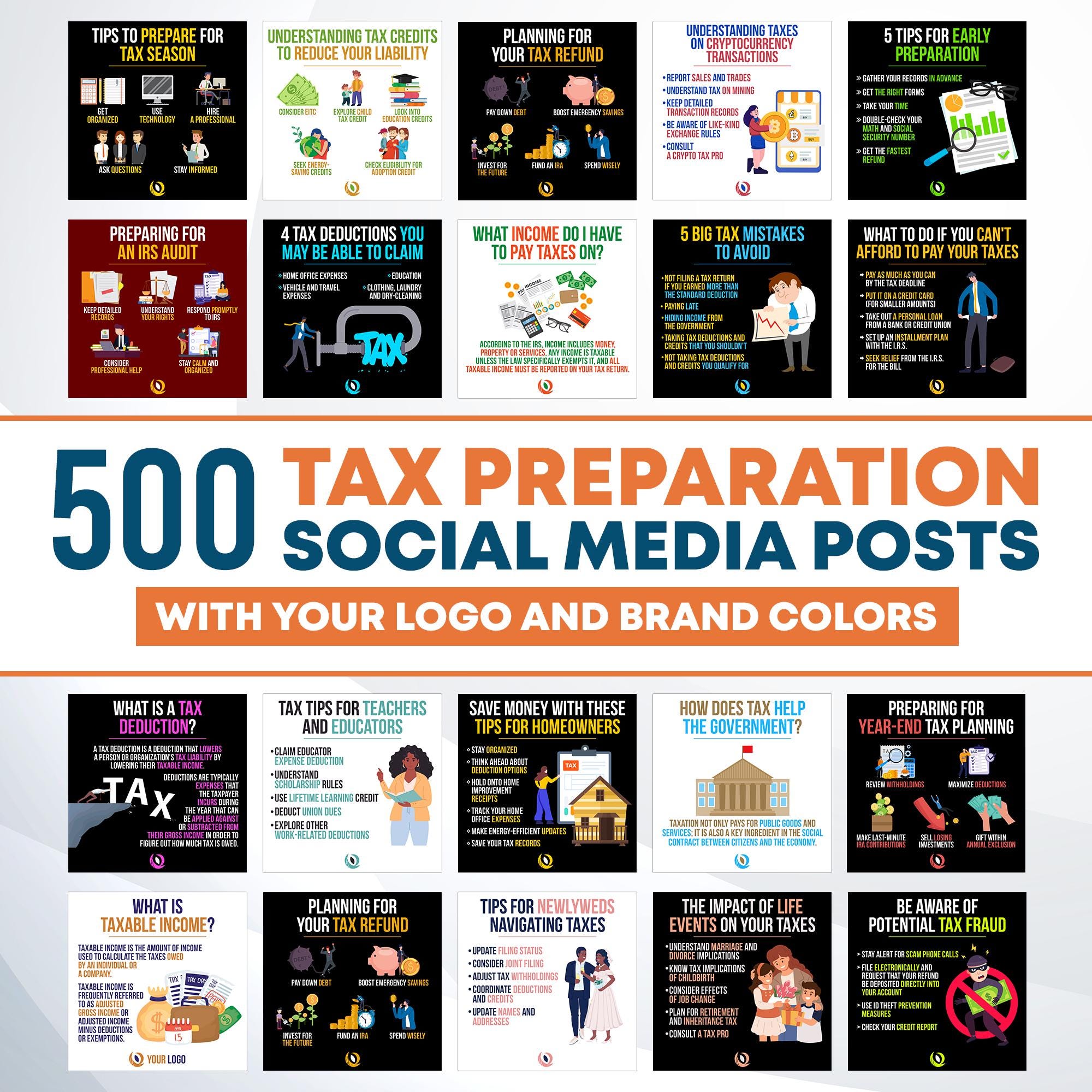 500 Tax Preparation Posts for Social Media - Etsy