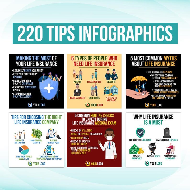 500 Life Insurance Posts for Social Media With Your Logo and Brand ...