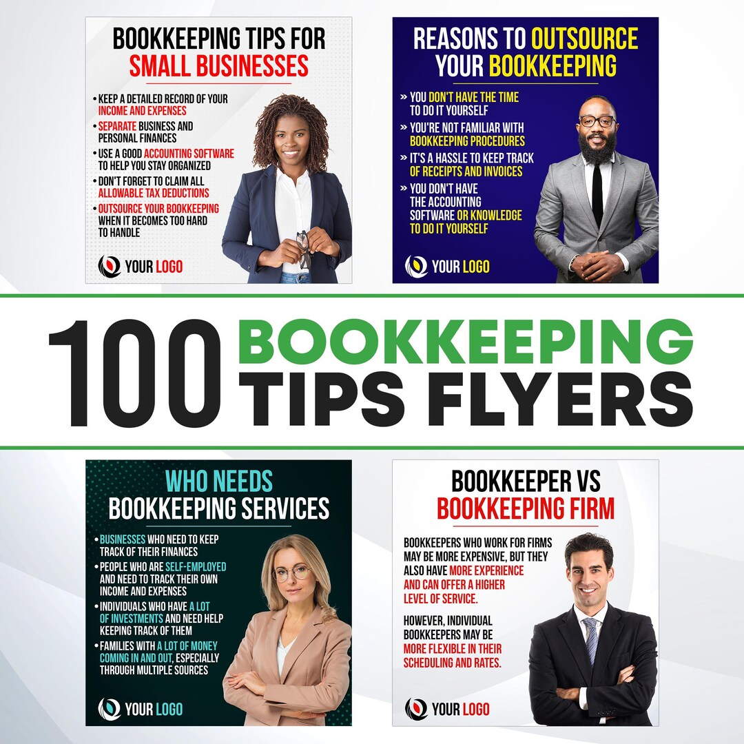 100 Bookkeeping Tips Flyers for Social Media - With Your Photo - Etsy