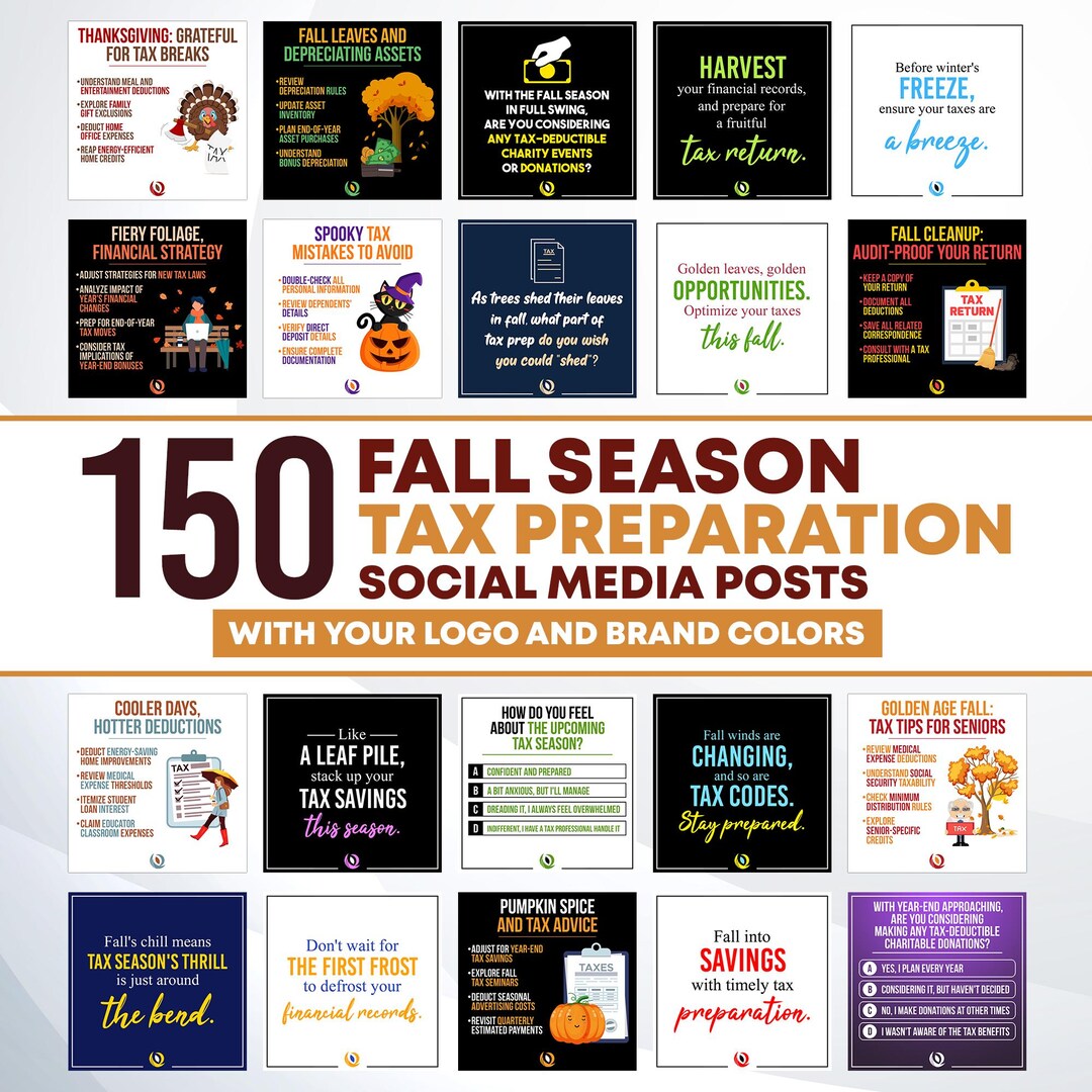 150 Fall Season Tax Preparation Posts for Social Media - Etsy