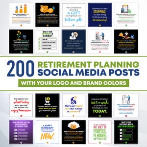 200 Retirement Planning Posts for Social Media With Your Logo and Brand ...