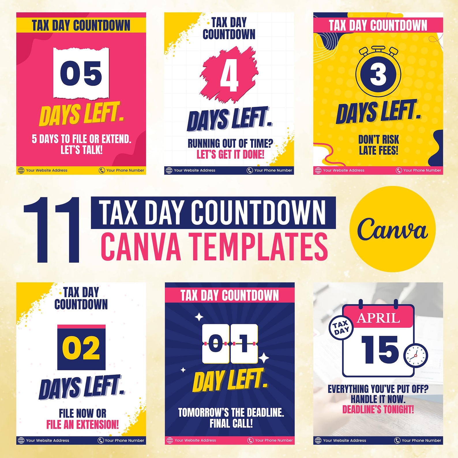 11 Tax Day Countdown Canva Templates | Tax Prep Flyer | Tax Season 2025 ...
